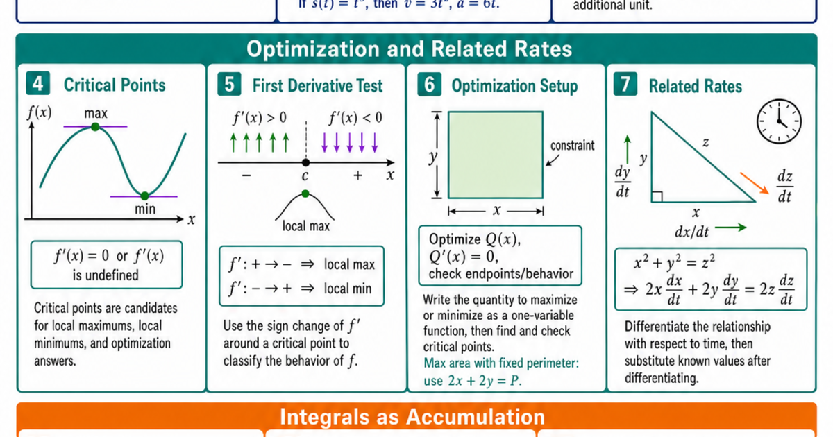 Applications of Calculus Cheat Sheet | LivePhysics™