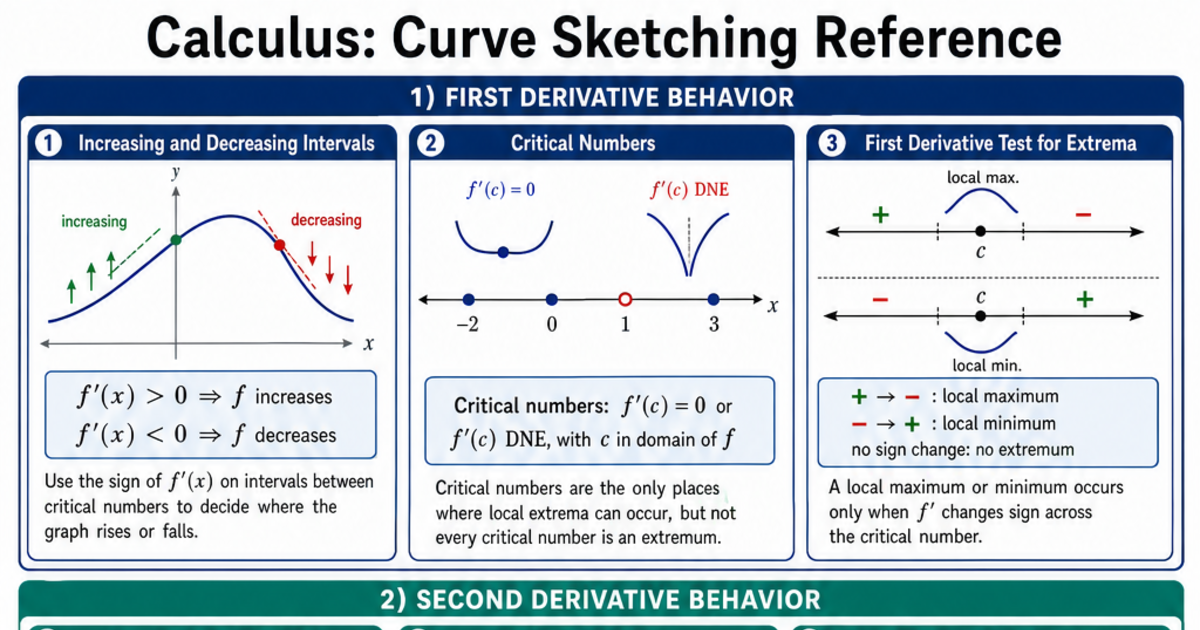 Curve Sketching Reference Cheat Sheet | LivePhysics™
