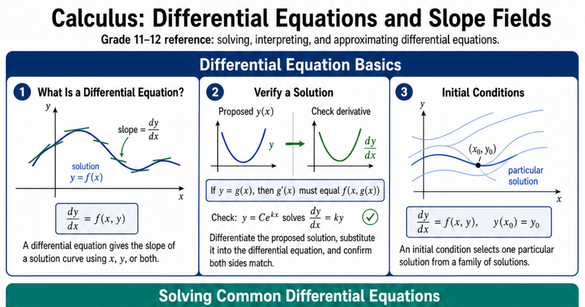 Differential Equations and Slope Fields Cheat Sheet | LivePhysics™