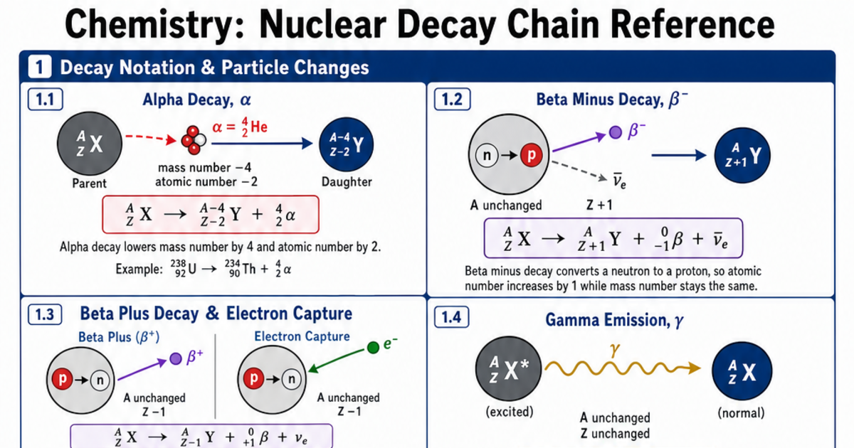 Nuclear Decay Chain Reference Cheat Sheet | LivePhysics™