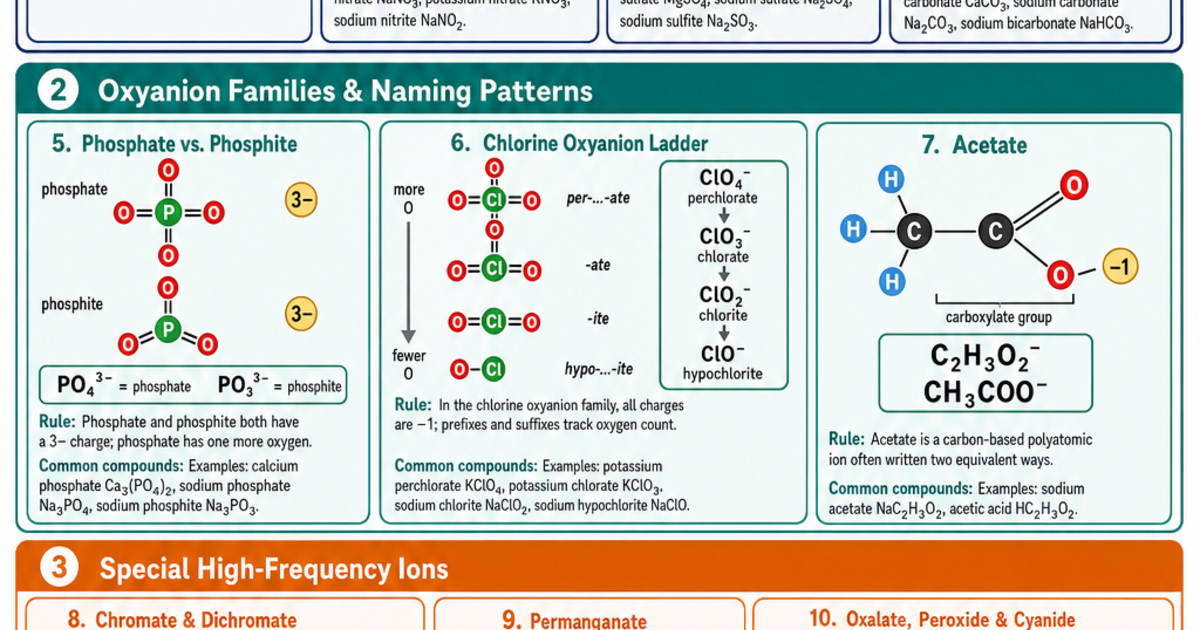 Polyatomic Ions Reference Cheat Sheet | LivePhysics™