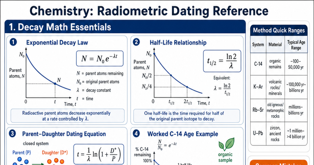 Radiometric Dating Reference Cheat Sheet | LivePhysics™