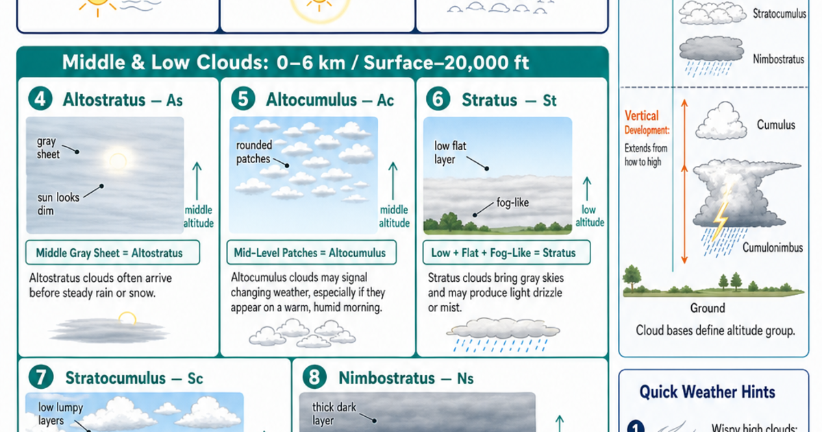 Cloud Types Identification Chart Cheat Sheet | LivePhysics™