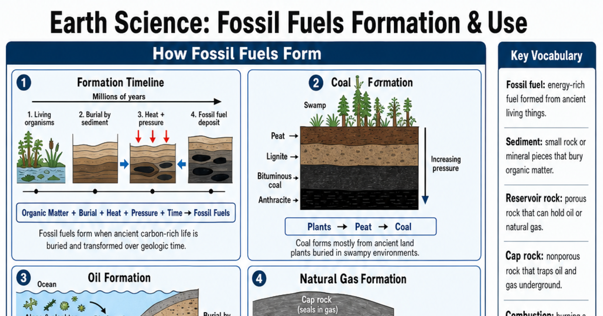 Fossil Fuels Formation & Use Cheat Sheet | LivePhysics™