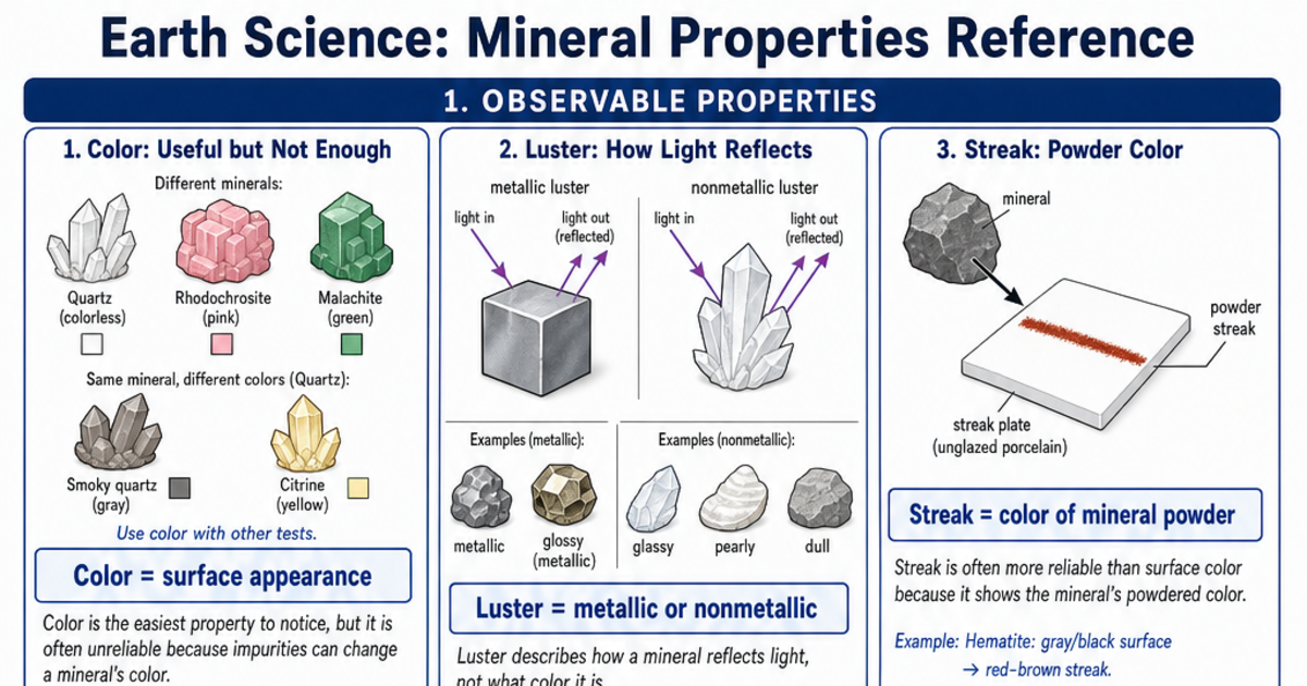Mineral Properties Reference Cheat Sheet | LivePhysics™