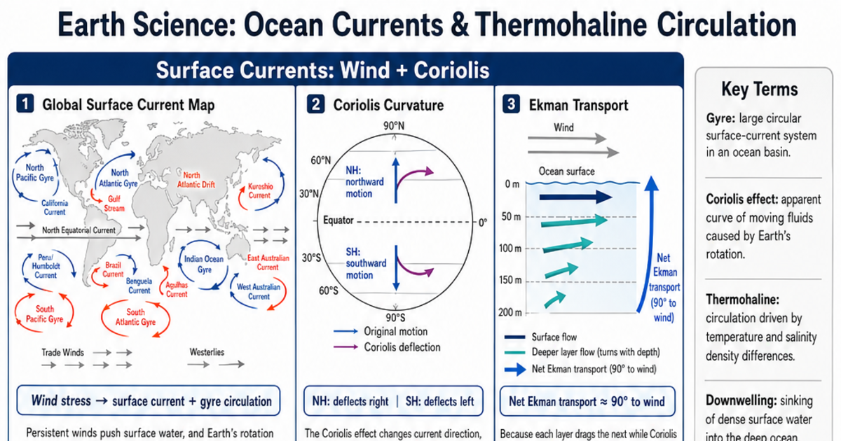 Ocean Currents & Thermohaline Circulation Cheat Sheet | LivePhysics™