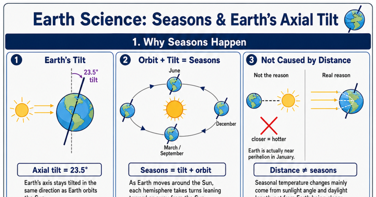 Seasons & Earth's Axial Tilt Cheat Sheet | LivePhysics™