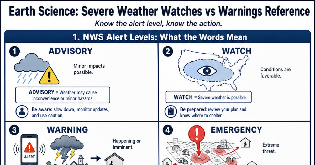 Severe Weather Watches vs Warnings Reference Cheat Sheet | LivePhysics™