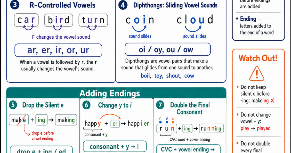 Spelling Rules & Patterns Cheat Sheet | LivePhysics™