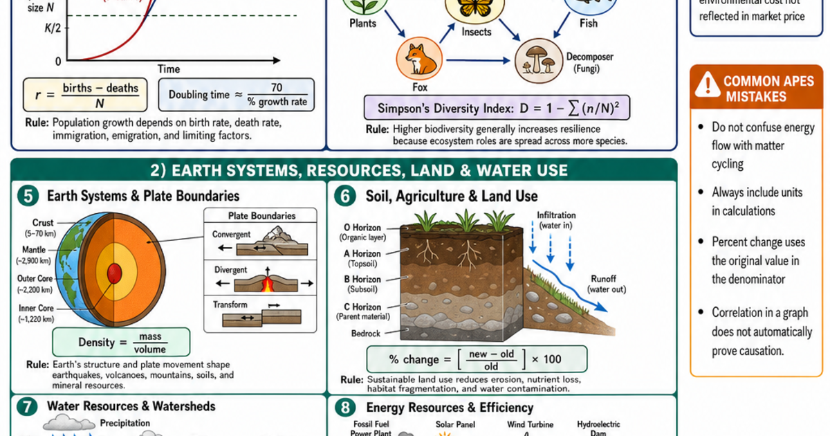 AP Environmental Science Course Reference Cheat Sheet | LivePhysics™