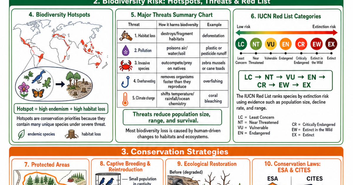 Biodiversity & Conservation Cheat Sheet | LivePhysics™