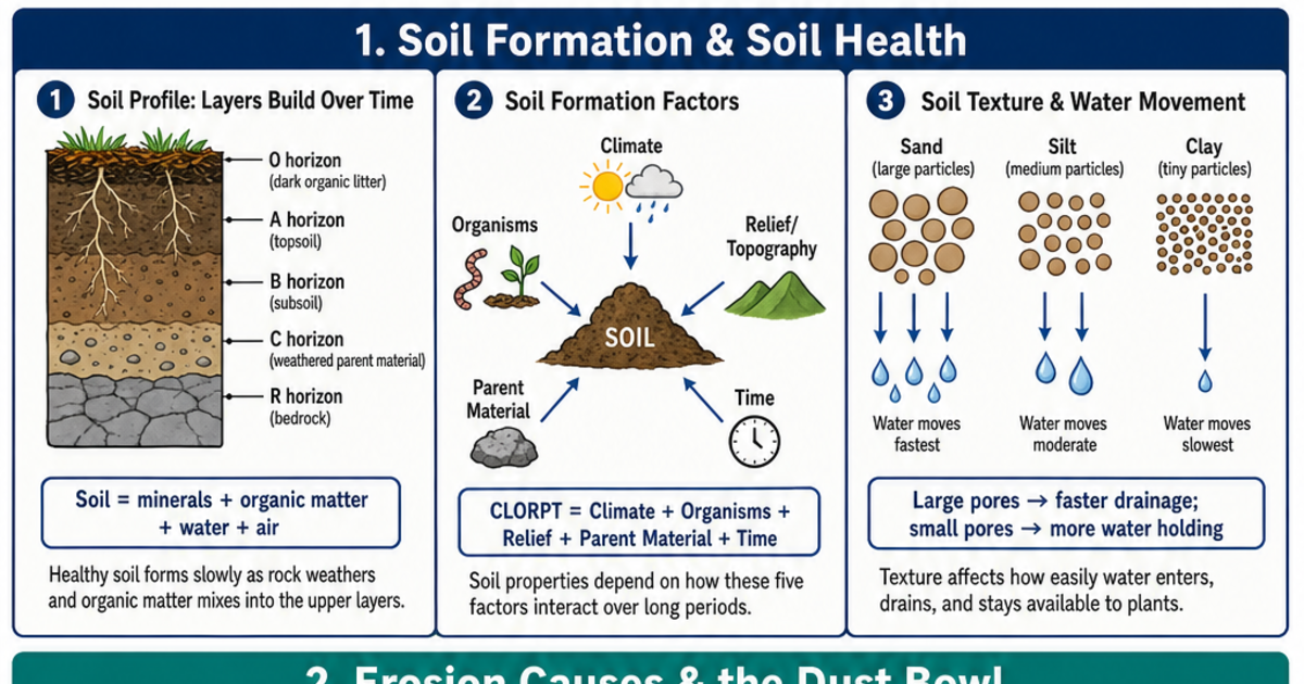 Soil Conservation & Erosion Control Cheat Sheet | LivePhysics™