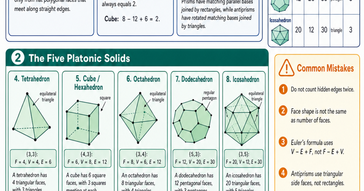Polyhedra & Platonic Solids Cheat Sheet | LivePhysics™