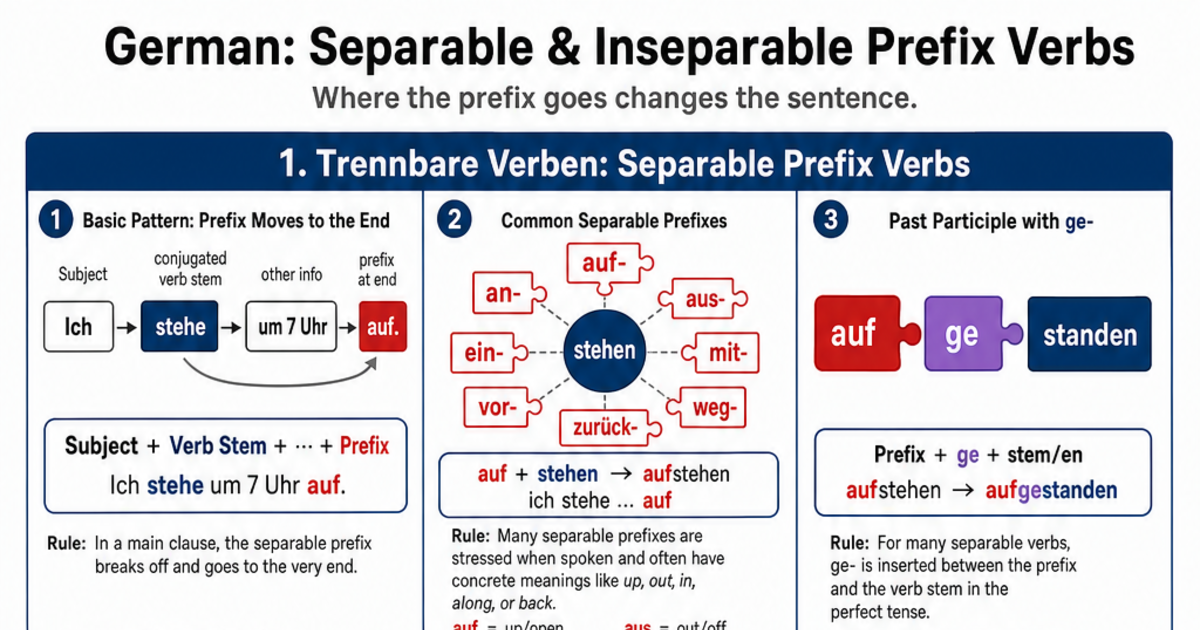 Separable & Inseparable Prefix Verbs Cheat Sheet | LivePhysics™