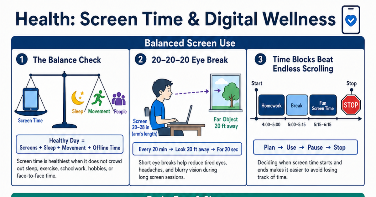 Screen Time & Digital Wellness Cheat Sheet | LivePhysics™