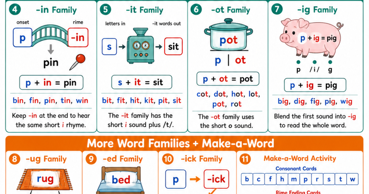 Phonics Word Families Cheat Sheet | LivePhysics™