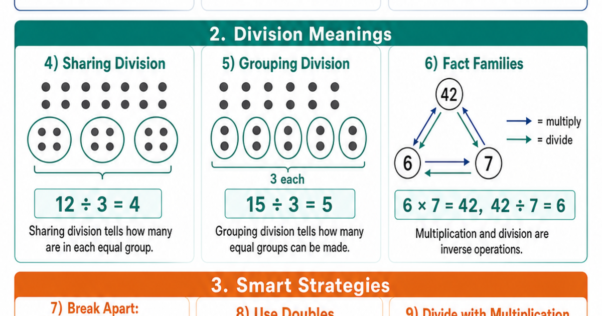 Multiplication & Division Strategies Cheat Sheet | LivePhysics™