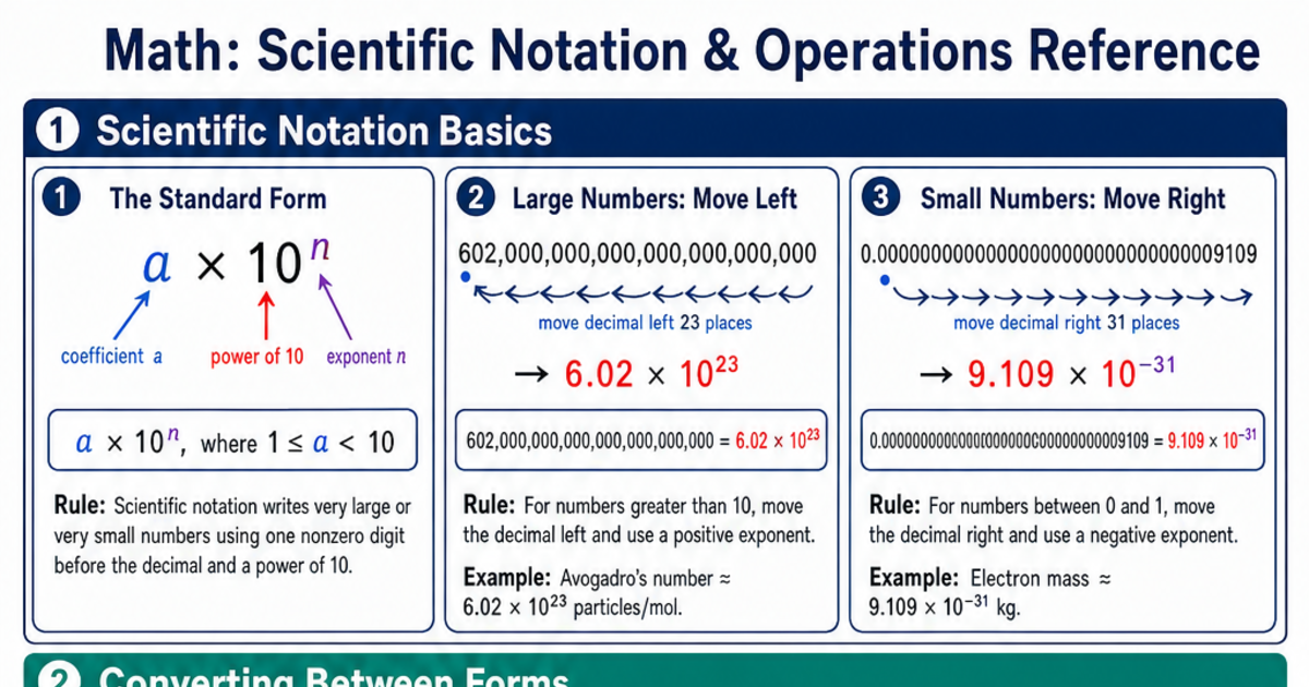 Scientific Notation & Operations Reference Cheat Sheet | LivePhysics™