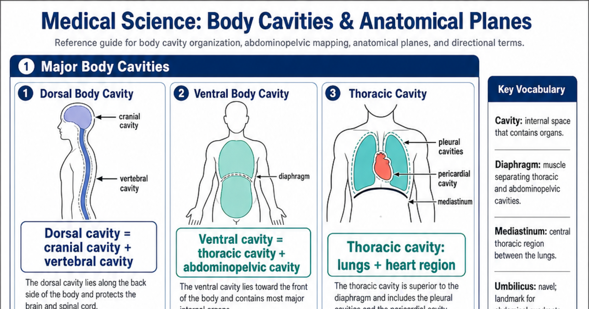 Body Cavities & Anatomical Planes Cheat Sheet | LivePhysics™