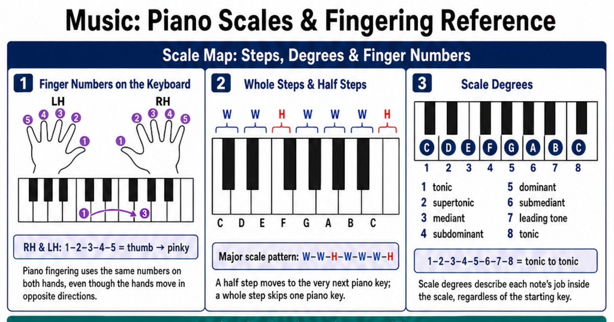 Piano Scales & Fingering Reference Cheat Sheet | LivePhysics™
