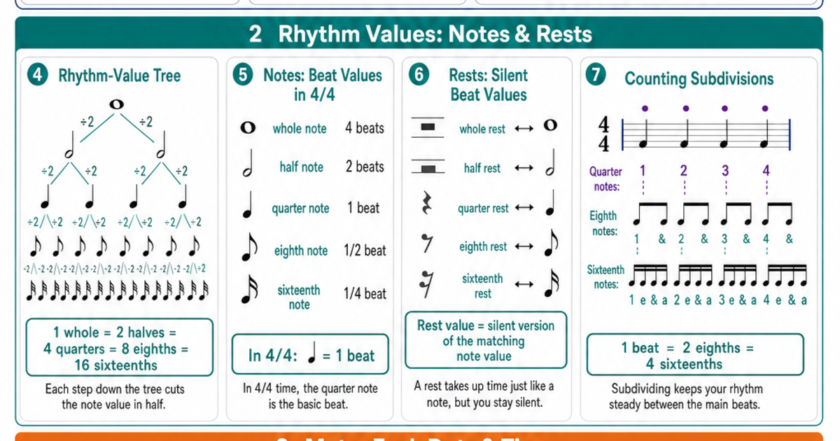 Time Signatures & Rhythm Values Cheat Sheet | LivePhysics™