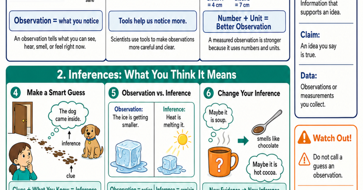 Observations Inferences and Evidence for Young Scientists Cheat Sheet ...
