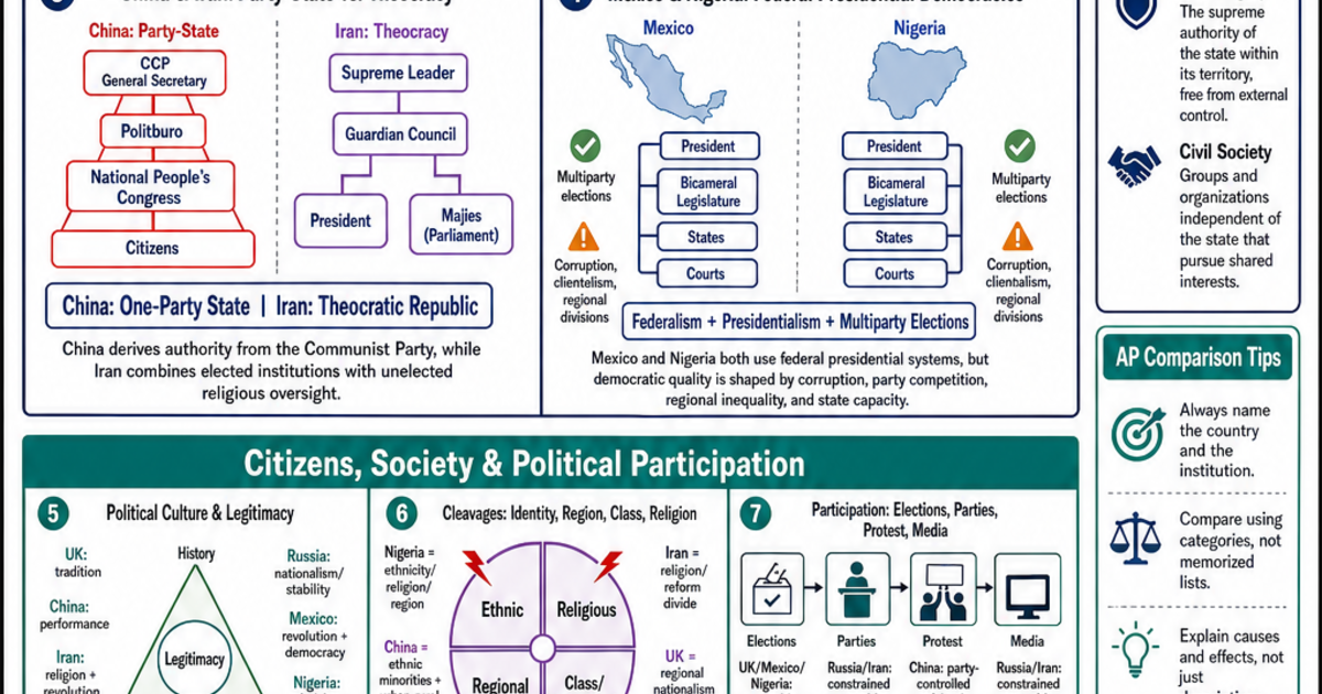 AP Comparative Government Course Reference Cheat Sheet | LivePhysics™