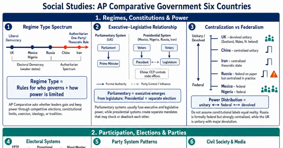AP Comparative Government Six Countries Cheat Sheet | LivePhysics™