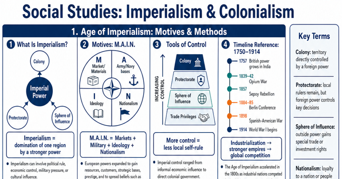 Imperialism & Colonialism Cheat Sheet | LivePhysics™
