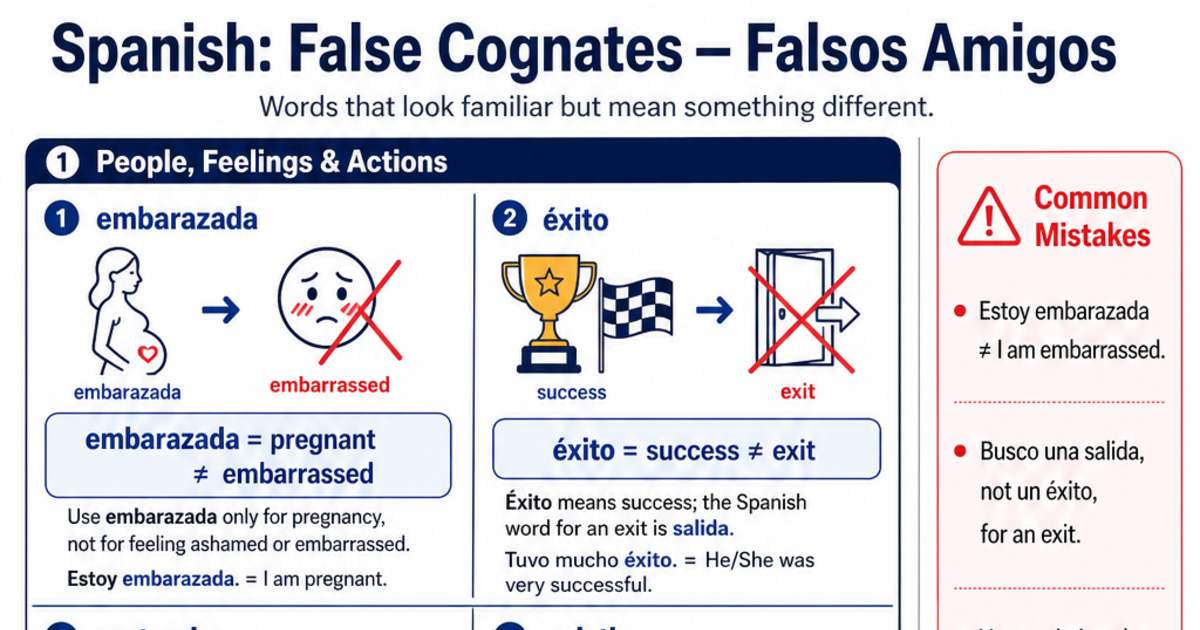 False Cognates — Falsos Amigos Cheat Sheet | LivePhysics™