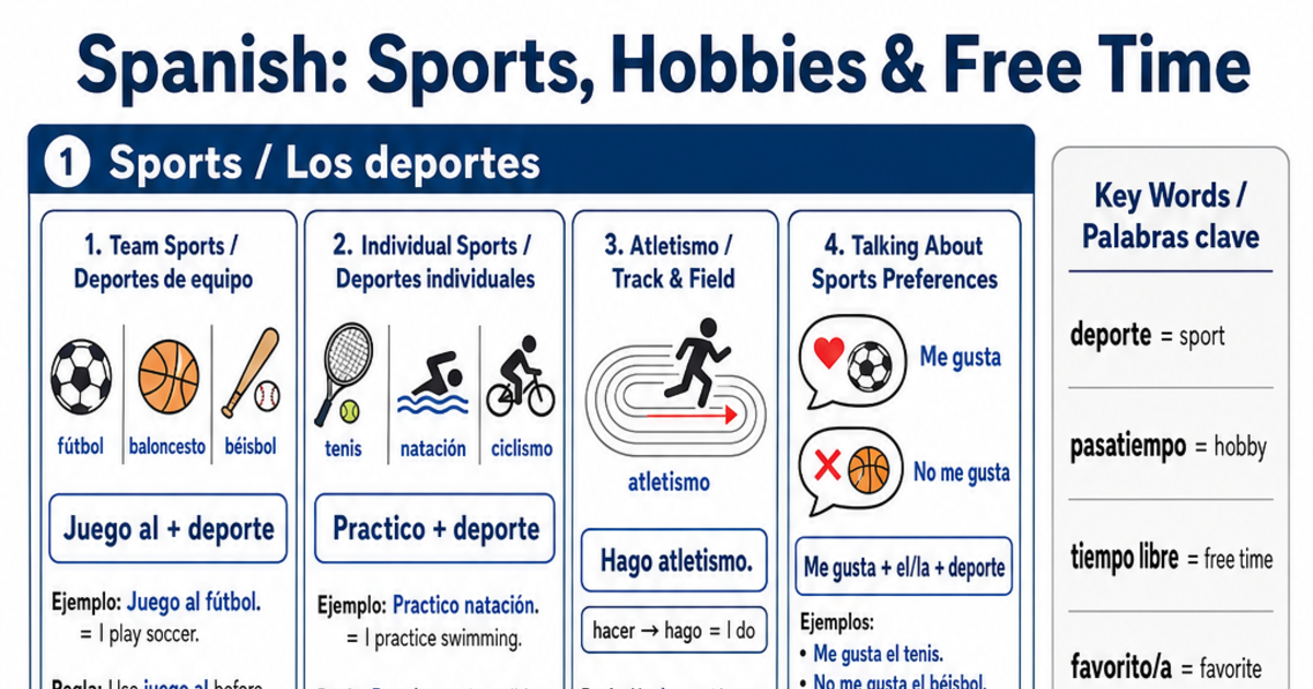 Sports, Hobbies & Free Time Cheat Sheet | LivePhysics™