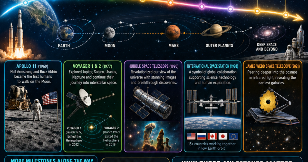 Space Exploration Milestones Infographic | LivePhysics™