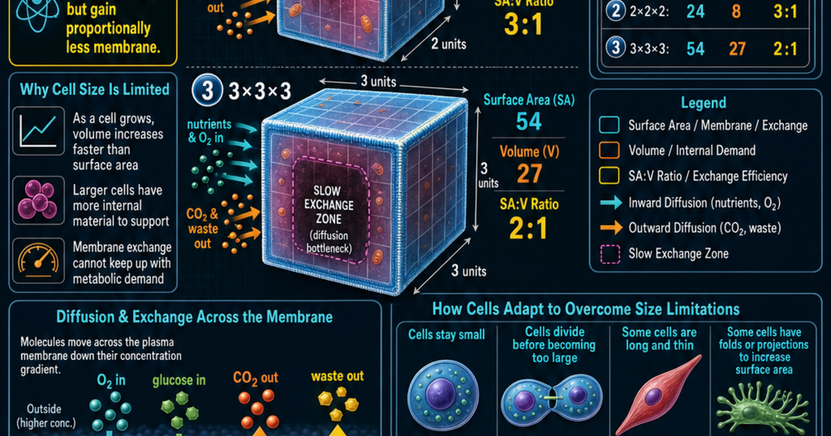Biology: Cell Size and Surface-Area-to-Volume Ratio Infographic ...
