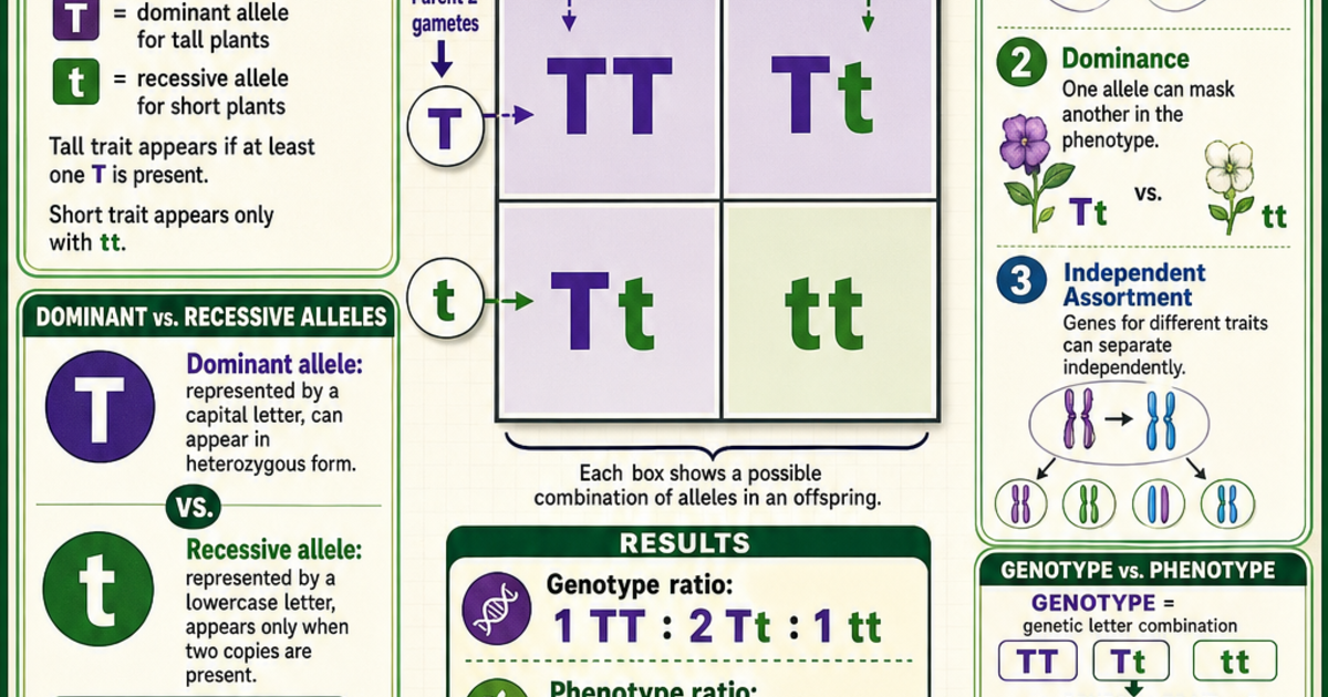 Biology: Mendelian Genetics and Punnett Squares Infographic | LivePhysics™