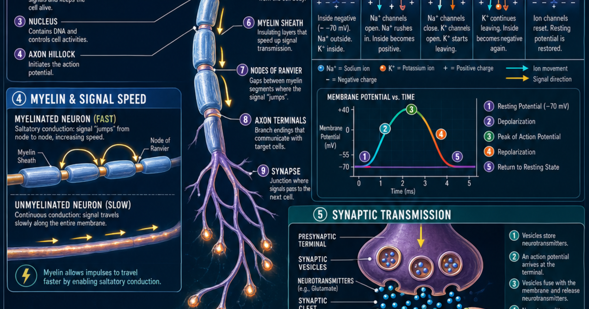 Nervous System and Neuron Function Infographic | LivePhysics™