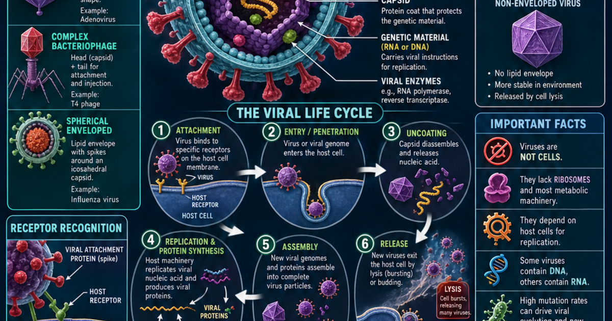 Viruses: Structure and Life Cycle Infographic | LivePhysics™