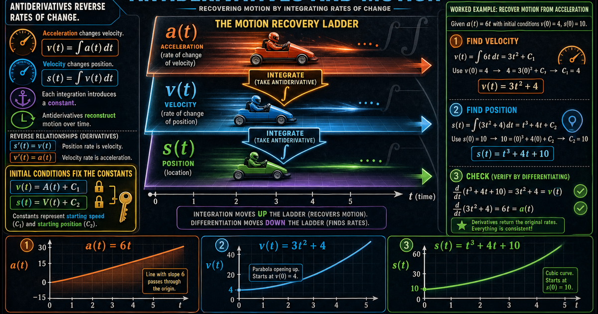 Calculus: Antiderivatives and Motion Infographic | LivePhysics™