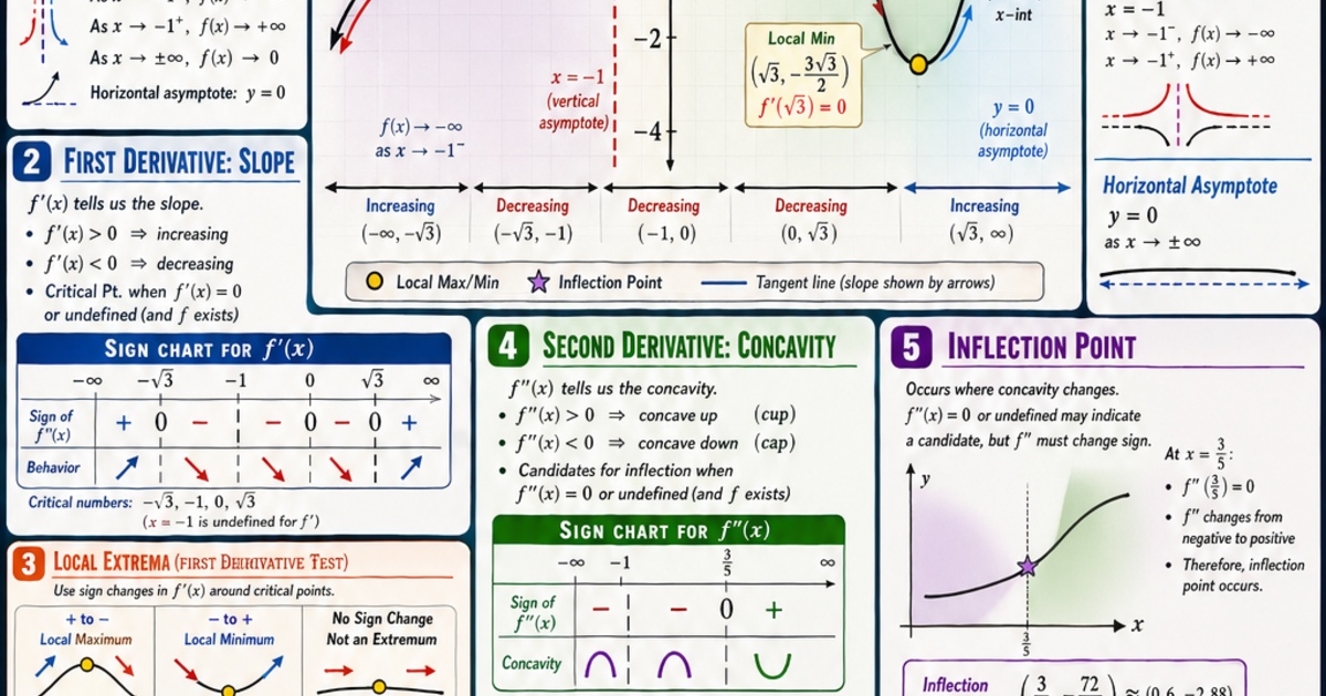 Curve Sketching with Derivatives Infographic | LivePhysics™