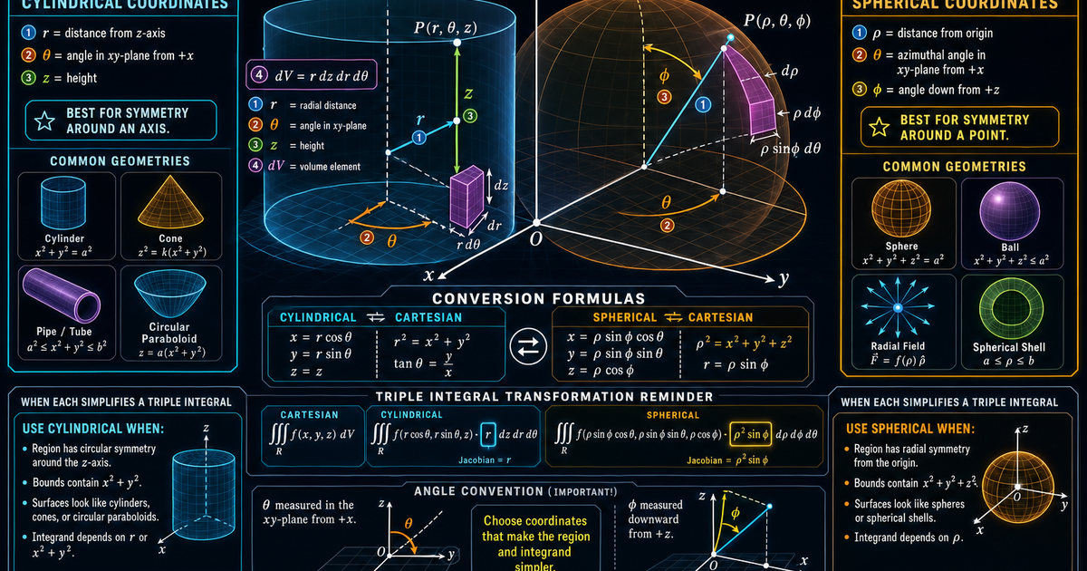 Calculus: Cylindrical and Spherical Coordinates Infographic | LivePhysics™