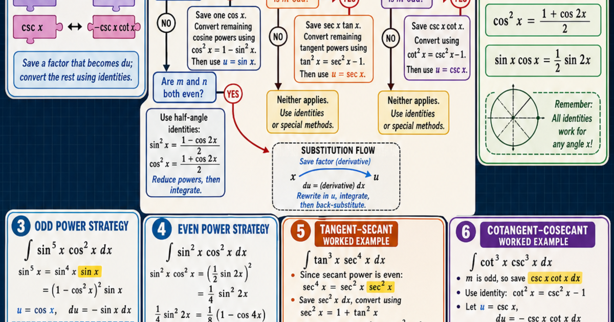 Calculus: Integrals of Trig Functions Infographic | LivePhysics™