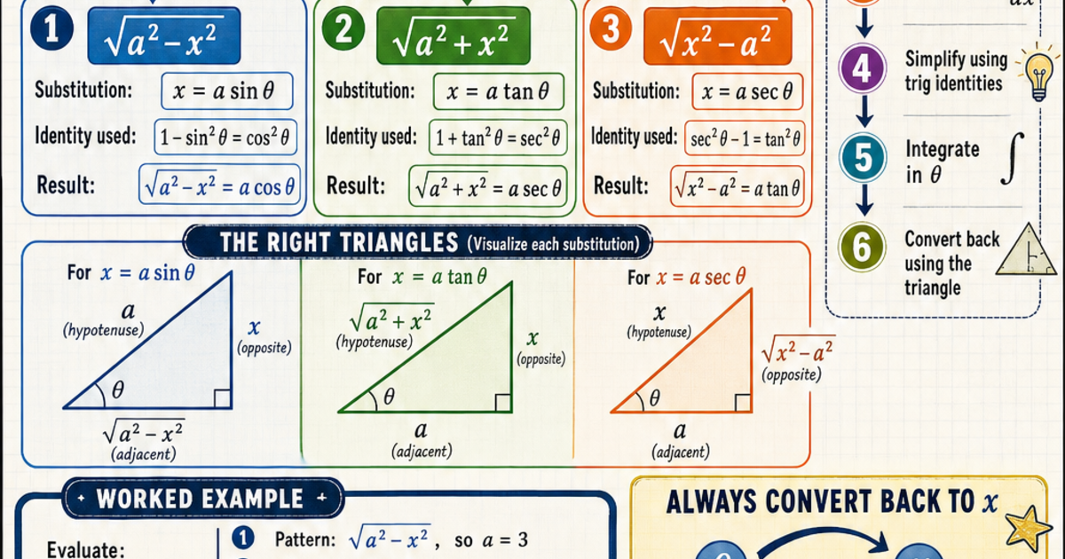 Calculus: Trigonometric Substitution Infographic | LivePhysics™