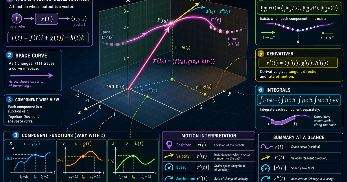 Calculus: Vector-Valued Functions Infographic | LivePhysics™