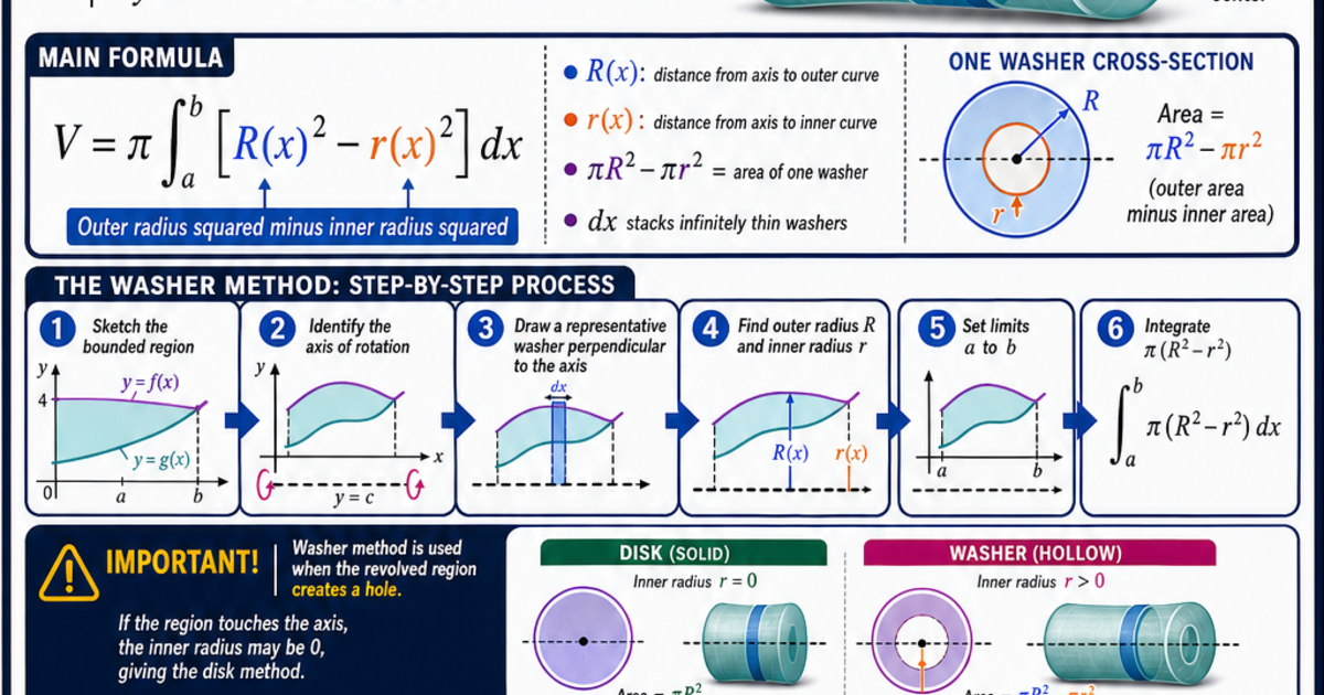 Calculus: Volume by the Washer Method Infographic | LivePhysics™
