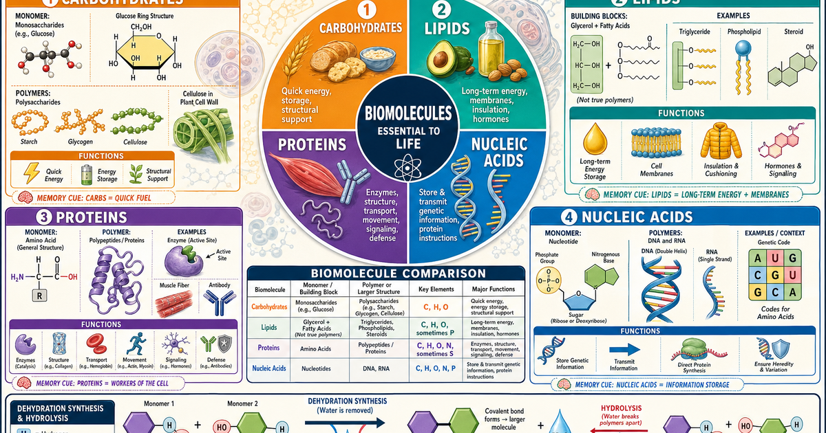 Chemistry: The Four Biomolecules Infographic | LivePhysics™