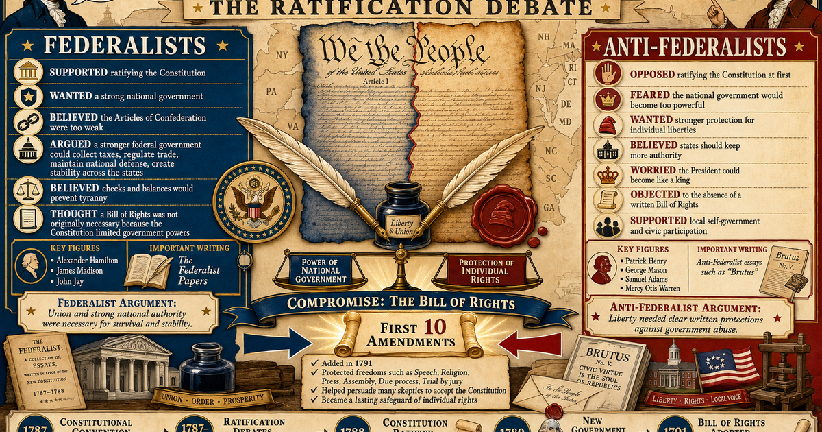 Civics: Federalists vs Anti-Federalists Infographic | LivePhysics™
