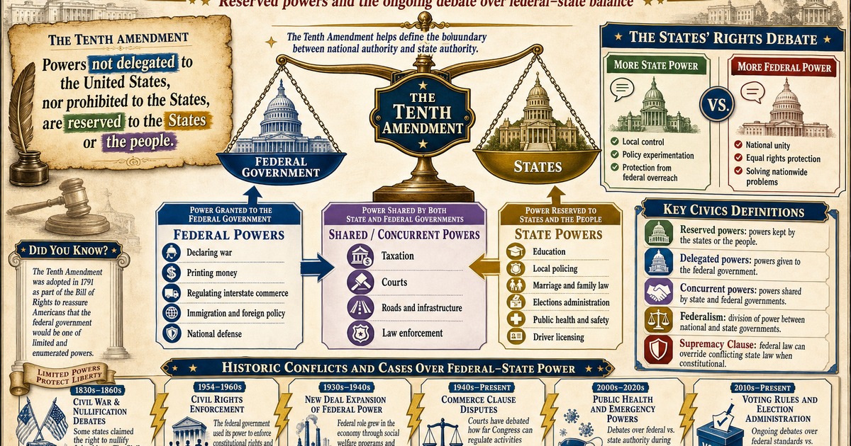 Civics: The Tenth Amendment and States' Rights Infographic | LivePhysics™