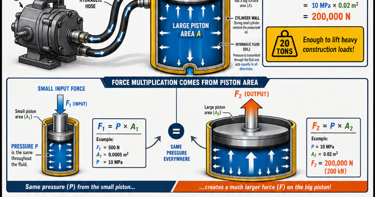 Construction Machines: Hydraulic Force Multiplication Infographic ...
