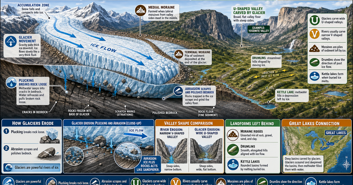 How Glaciers Shape Land Infographic | LivePhysics™