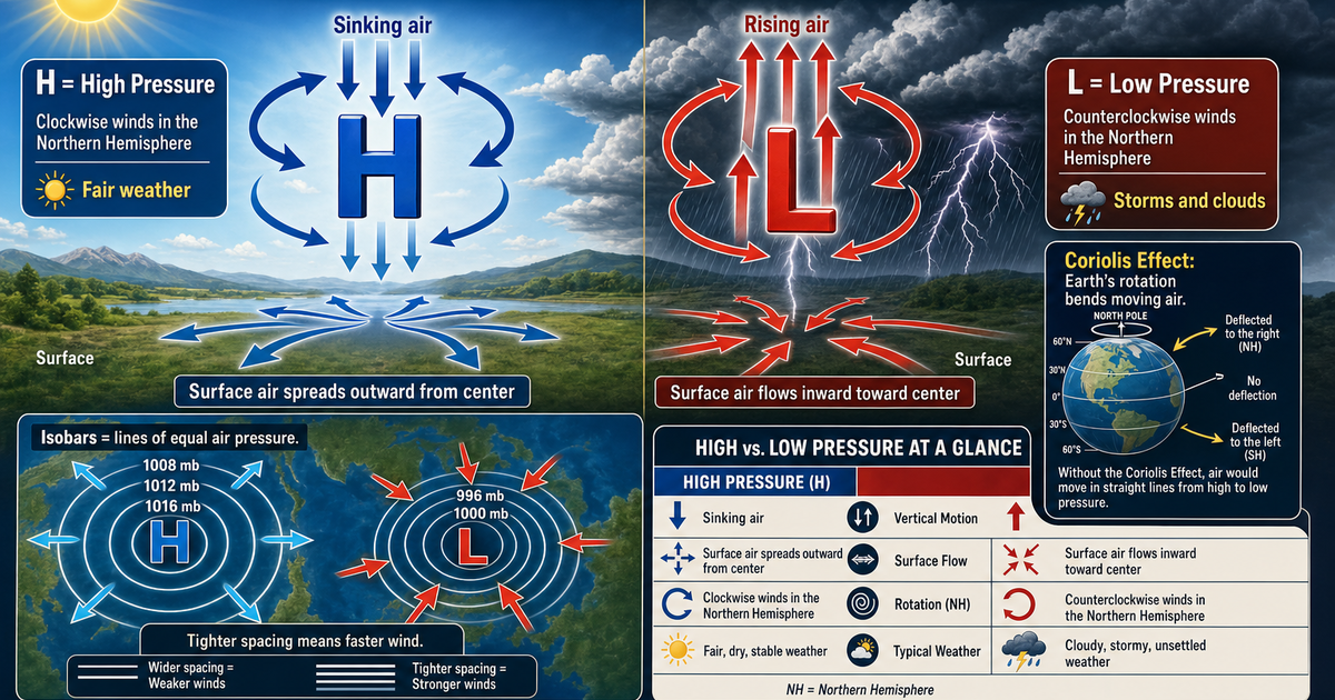 How High and Low Pressure Systems Move Air Infographic | LivePhysics™