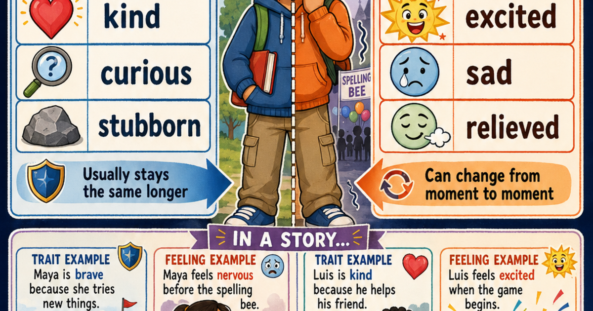 Character Traits vs. Character Feelings Infographic | LivePhysics™